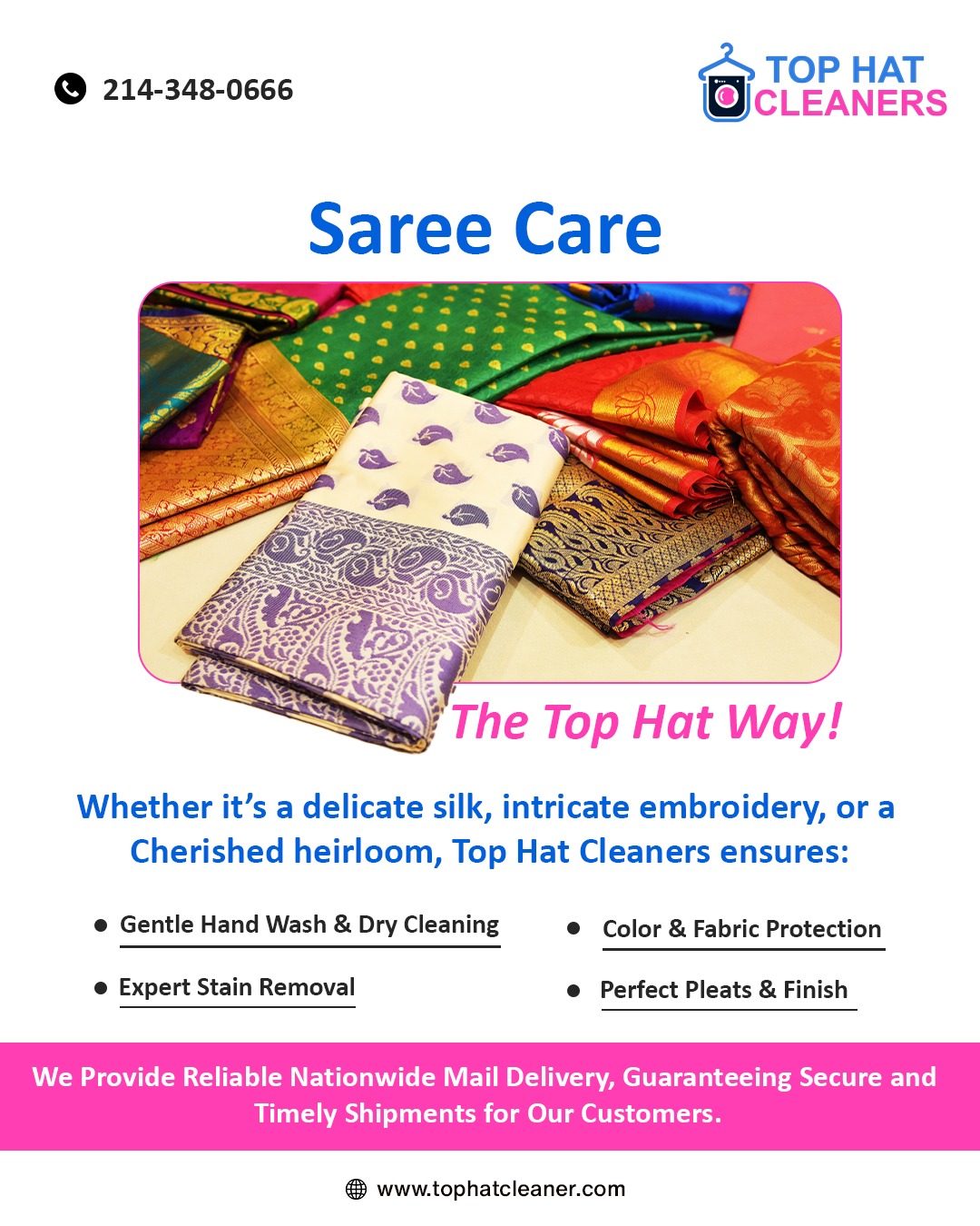 Indian Saree Dry Cleaning Services | Top Hat Cleaners